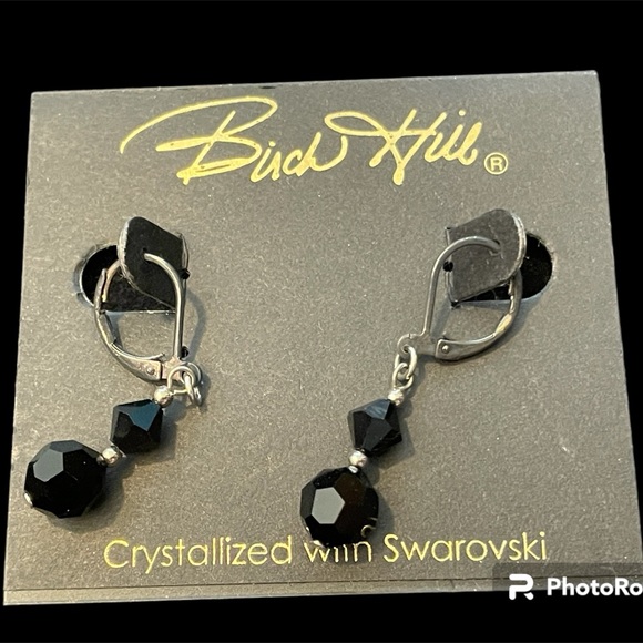 Birch Hill | Jewelry | Nwt Jet Black Swarovski Crystal Earrings Wsilver ...